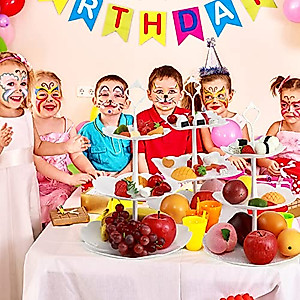 Potchen 8 Sets 3 Tier Cupcake Stand Plastic Tiered Serving Tray Round Flower Square Hexagonal White Dessert Table Display Set Candy Tower Pastry Holder for Party Wedding