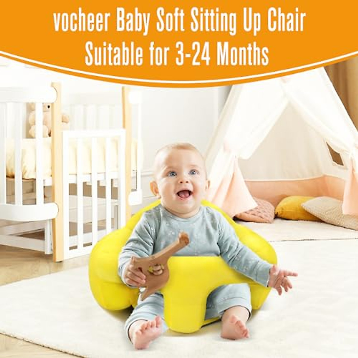 vocheer Sit Me Up Floor Seat for Baby Chair for Sitting Up Support Seat Sofa Plush Animal Shaped Baby Learning to Sit Chair for 3-24 Months,PP Cotton Full Filling,Yellow Duck