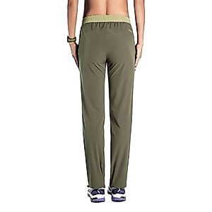 Nonwe Women's Quick Dry Hiking Camping Pants with Elastic Waist Green S/29 Inseam