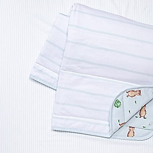 Burts Bees Baby Infant Reversible Blankets 100% Organic Cotton GOTS Certified - Storybook Bear Prints with Quilting Pattern Soft Nursery Blanket with 100% Polyester Fill for Size 30 x 40 Inch