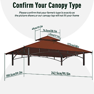 OLILAWN Grill Gazebo Replacement Canopy Roof, 5' x 8' Outdoor BBQ Gazebo Canopy Top Cover, Double Tired Grill Shelter Cover with Durable Polyester Fabric, Fit for Model L-GG001PST-F, Burgundy