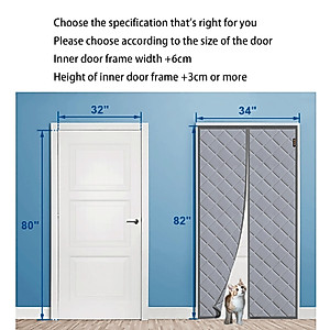 Magnetic Thermal Insulated Door Curtain, Winter Cotton Door Curtain Weatherproof, Door Soundproofing Insulation Cold Protection for Keeping Warm in Winter, for Living Room Garage Front Door Patio ( Co