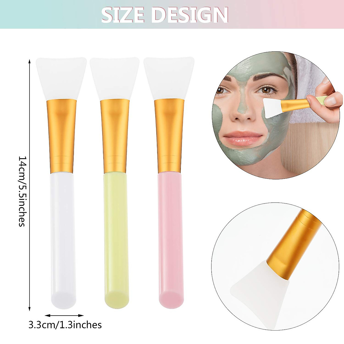 Silicone Face Brush Set with Headbands,3 Pcs Skincare Headbands 3 Pcs Silicone Face Applicator Brush 3 Pcs Face Scrubber Skin Care Tool for Women Men
