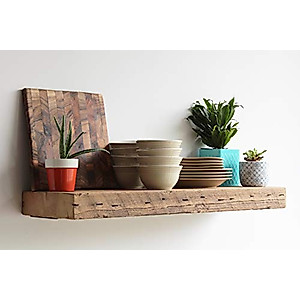 Urban Legacy Reclaimed Barn Wood Shelves | Amish Handcrafted in Lancaster, PA Rustic, Floating, Industrial, Brackets [ High Weight Capacity Set of 2 (Natural Low Profile Bracket, 36" x 11.5" x 3")