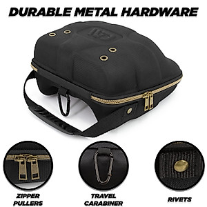 CASEMATIX Hat Travel Case for up to 4 Baseball Caps with Crush-Resistant Hard Shell Outer, Metal Travel Carabiner and Comfortable Handle - Portable Hat Case Carrier for Travel and Hats Storage