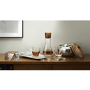 nambe Twist Coaster 6-Piece Set | Wooden Drinks Coasters for Tabletop Protection | Made of Acacia Wood and Metal Alloy | Unique Sculptural Design for Coffee Table or Bar Décor | 4.25 Inches