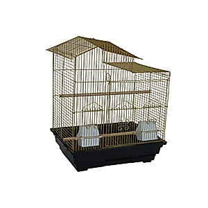 YML 3/8" Bar Spacing Villa Top Small Bird Cage, 18" x 14", Brass