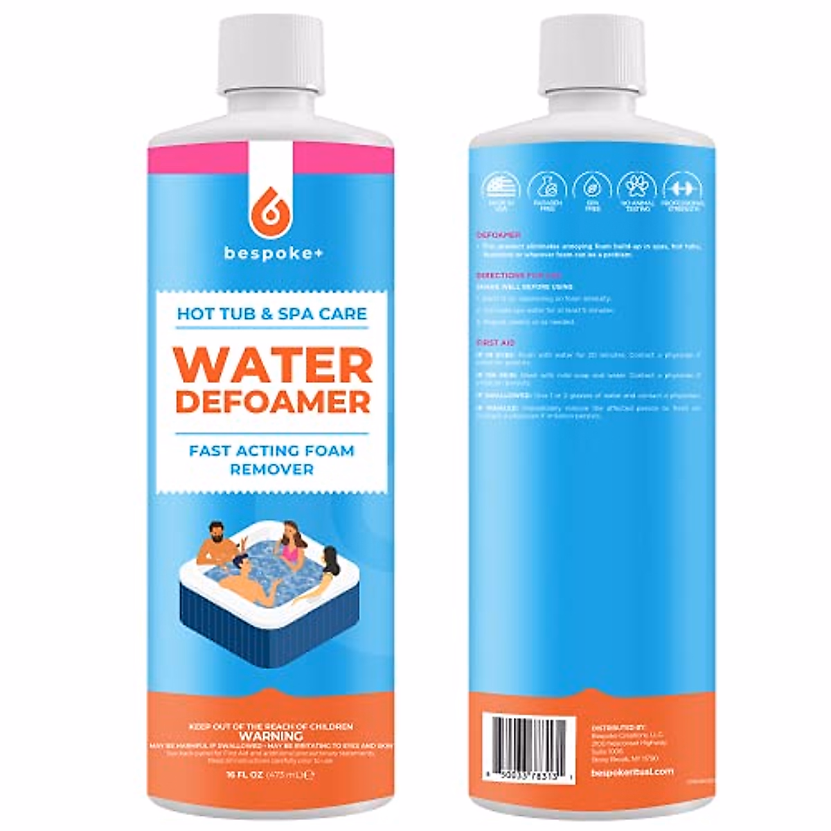 Spa Defoamer for Hot Tub & Hot Tub Foam Eliminator, Spa Anti Foam for Hot Tub Owners to Keep Spa Foam Down & get Foam Out, HotTub Foam Reducer & Spa Bubble Remover (1- Pint)