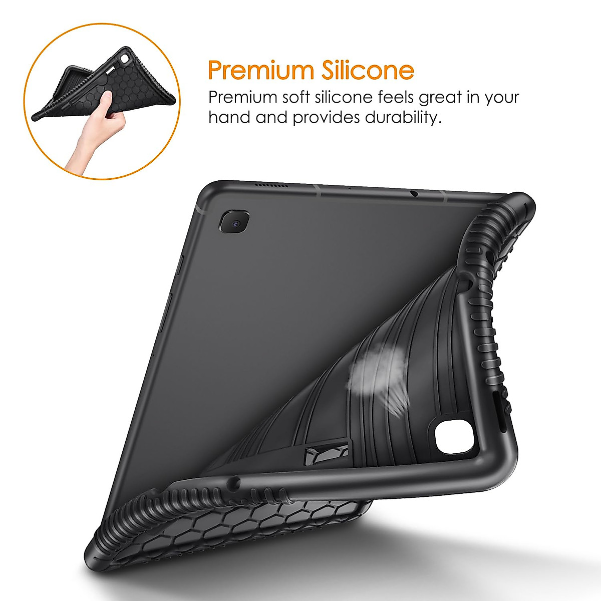 Fintie Silicone Case for Samsung Galaxy Tab S6 Lite 10.4 Inch 2024/2022/2020, Honey Comb Series Kids Friendly Light Weight Shock Proof Protective Cover, Black