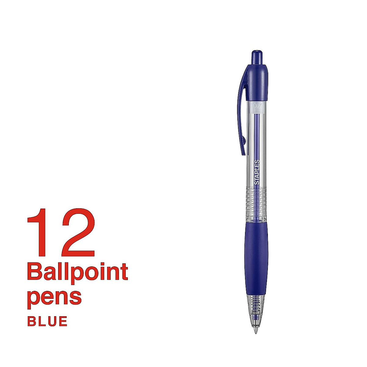 STAPLES 2498403 Ballpoint Rt Fine 0.7Mm Blu Dz