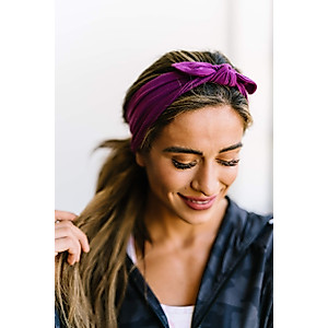 Maven Thread Bow Asana Headbands, Wide Sports Headbands with Bow for Running, Yoga, Gym and Athletic Workouts - 4 Thick Non-Slip Sweatbands, 2pk