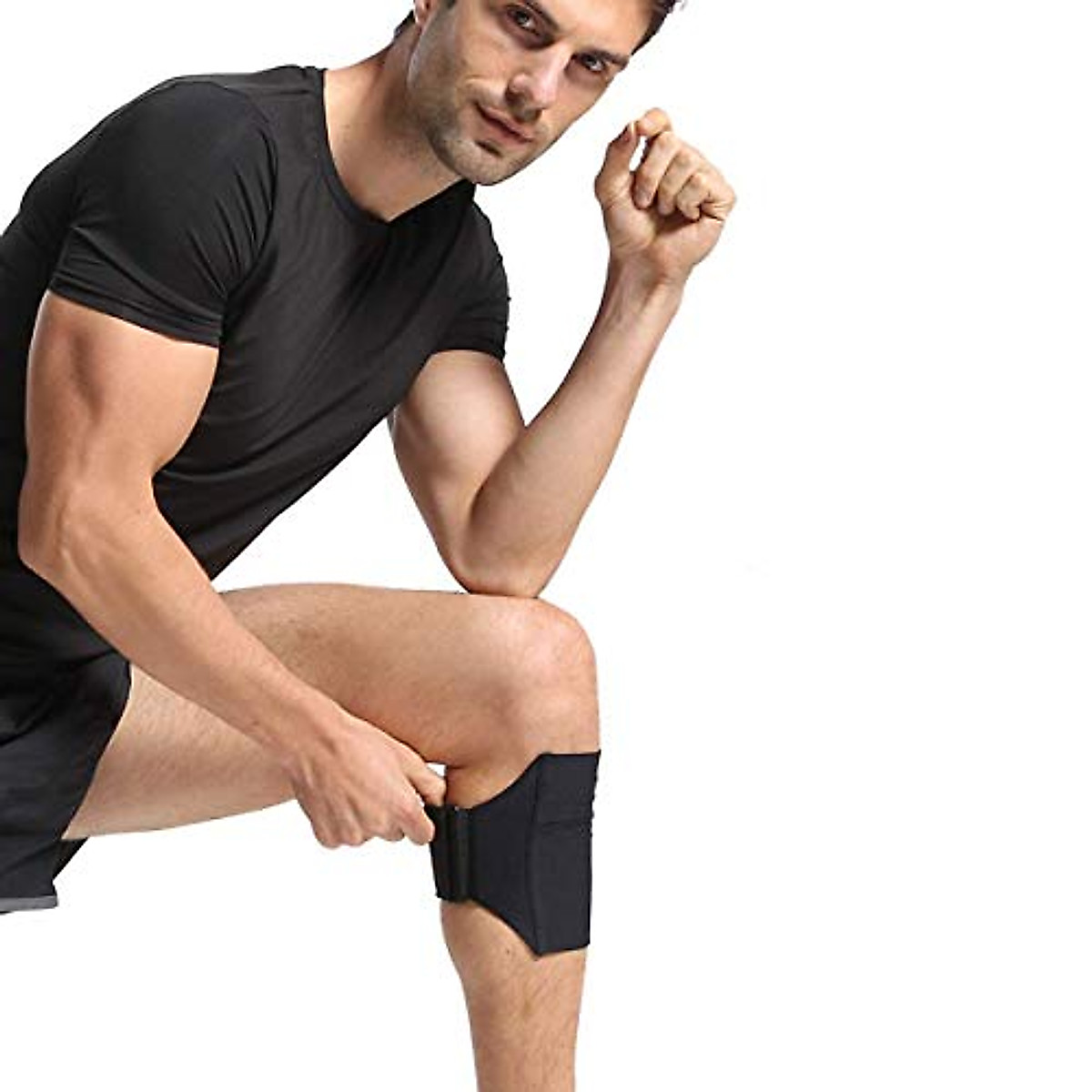 Cell Phone Leg Band & Armband for All Phones with Adjustable Elastic, Sport Leg & Arm Band for Running, Walking, Equestrian, Motorcycle or Hiking (Black)