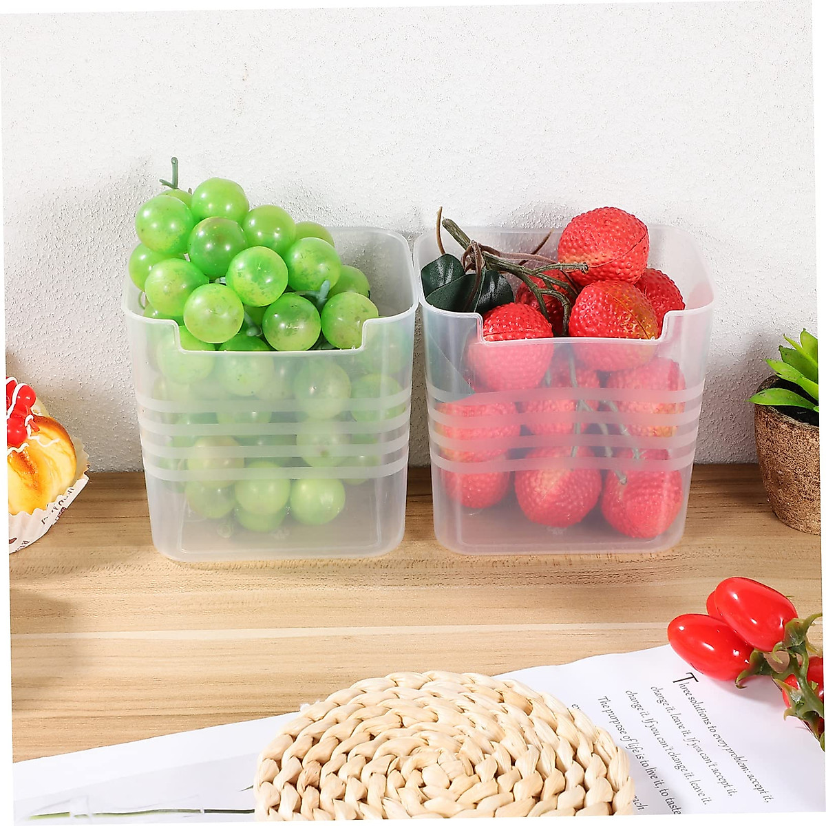 FONDOTIN 2Pcs Translucent Refrigerator Organizer Bins Fridge Side Door Storage Boxes for Home Kitchen Multi Use Storage Solution for Snacks Sauces and Kitchen Essentials