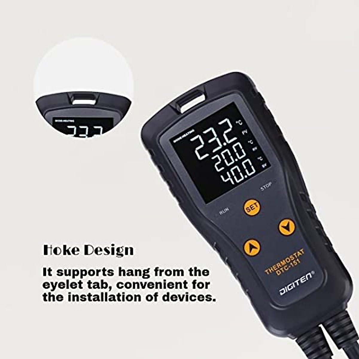 DIGITEN Temperature Controller Heat Mat Thermostat Outlet DTC151 Digital Temperature Controller 110V 15A Reptile Thermostat Greenhouse Thermostat Aquarium Temperature Controller Heating Cooling Mode