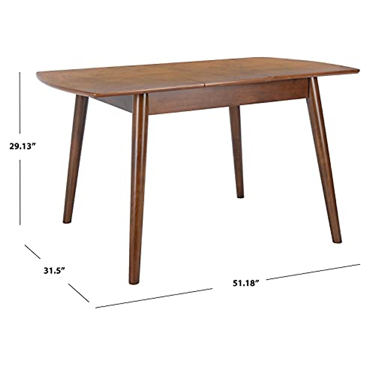 SAFAVIEH Home Collection Varda Walnut Manual Extension Dining Room Table