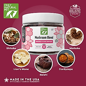 Only Natural Pet Mushroom Blend Immune System Support Supplement for Dogs - Boost Healthy Cellular, Digestive, & Liver Function - Multivitamin Beta-Glucan & Antioxidant - Bacon Flavor 60 Soft Chews