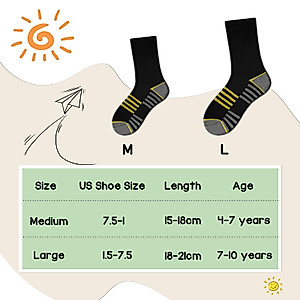 Comfoex Boys Crew Socks For Kids 4-6 6-8 8-10 Years Old Athletic Long Socks With Cushioned Sole 6 Pairs