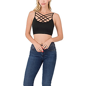 Basic Criss Cross Strappy Backless Racerback Seamless Bralette MIDGREY 1X2X