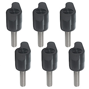 M6x30 T Shape knurled Head Handgrips Threaded Thumb Screw Plastic Black Head Knobs Clamping Handle Screw Fastener 6pcs, M6x30