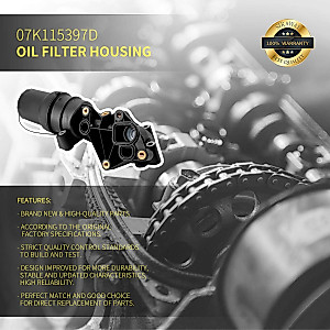 Upgraded Engine Oil Filter Base 07K115397D Filter Housingg Assembly by Sikawai Fit for 2006-2010 VW Mk5 Jett-a Golf Beetle 2.5L