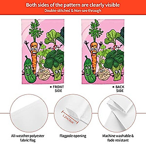 Funny Cartoon Vegetables Garden Flags Premium Food Cute Art Painting Yard Flag Holiday Party Flag Outdoor Farmhouse Decor Home Porch Flags 12 x 18inch