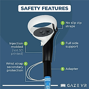 Gaze VR | VR Golf Club Handle Attachment for Oculus (Meta) Quest 2 | Pro Grip | Weighted | Right & Left Controllers | Blue