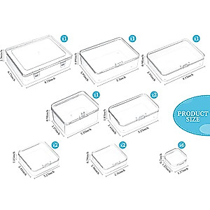 Yaomiao 16 Pieces Mini Clear Beads Box with Lids Mixed Sizes Plastic Storage Rectangular Empty Container Organizer Storage Boxes for Crafts Jewelry Small Items and Other Projects