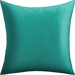 Urbanstrive Not Fade Velvet Soft Solid Decorative Throw Pillow Covers Square Cushion Case for Sofa Bedroom Car 18 x 18 Inch 45 x 45 cm, Aqua Green