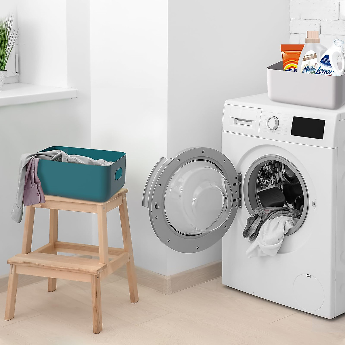 PAASTAI 7 Pack Plastic Storage Small Bins 9.4"X6.5"X3.9" Classroom Bins Organizing Containers for Pantry Kitchen, Cupboard box,and Bathroom Organizer