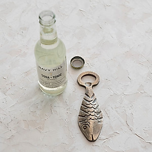 Creative Co-Op Coastal Metal Fish Shaped, Antique Gold Finish Bottle Opener
