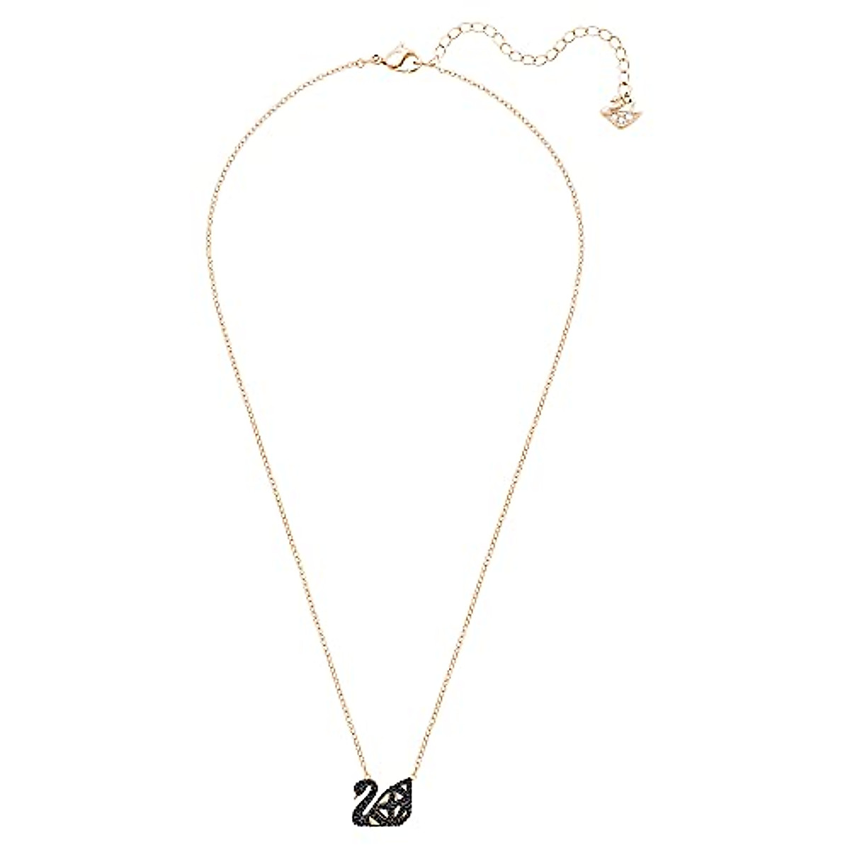 SWAROVSKI Facet Swan Reversible Pendant Necklace, Swan Pendant with Black and Clear Crystal Pavé on a Mixed Metal Finish Setting, Part of the Facet Swan Collection