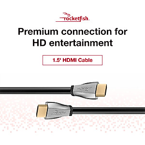 Rocketfish 4K UltraHD/HDR in-Wall Rated HDMI Cable - HDMI Cable Supports 4k Ultra HD & Dolby Atmos - Premium Cable for HDR & Quality Audio - Premium & Durable Black HDMI Cable - 1.5'
