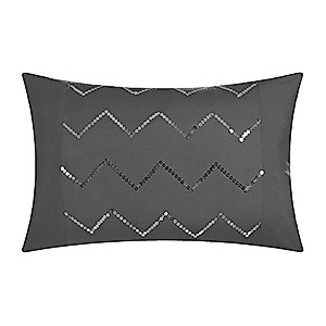 Chic Home CS0576-AN 20 Piece Jacksonville Reversible Chevron Pattern Comforter Set, King, Grey