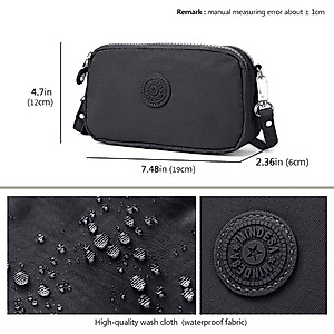 Mindesa Small Crossbody Bags, Light Wristlet Clutch Wallet,Nylon Shoulder Phone Purse,Passport Wallets,Waterproof Zip Handbags(Black)