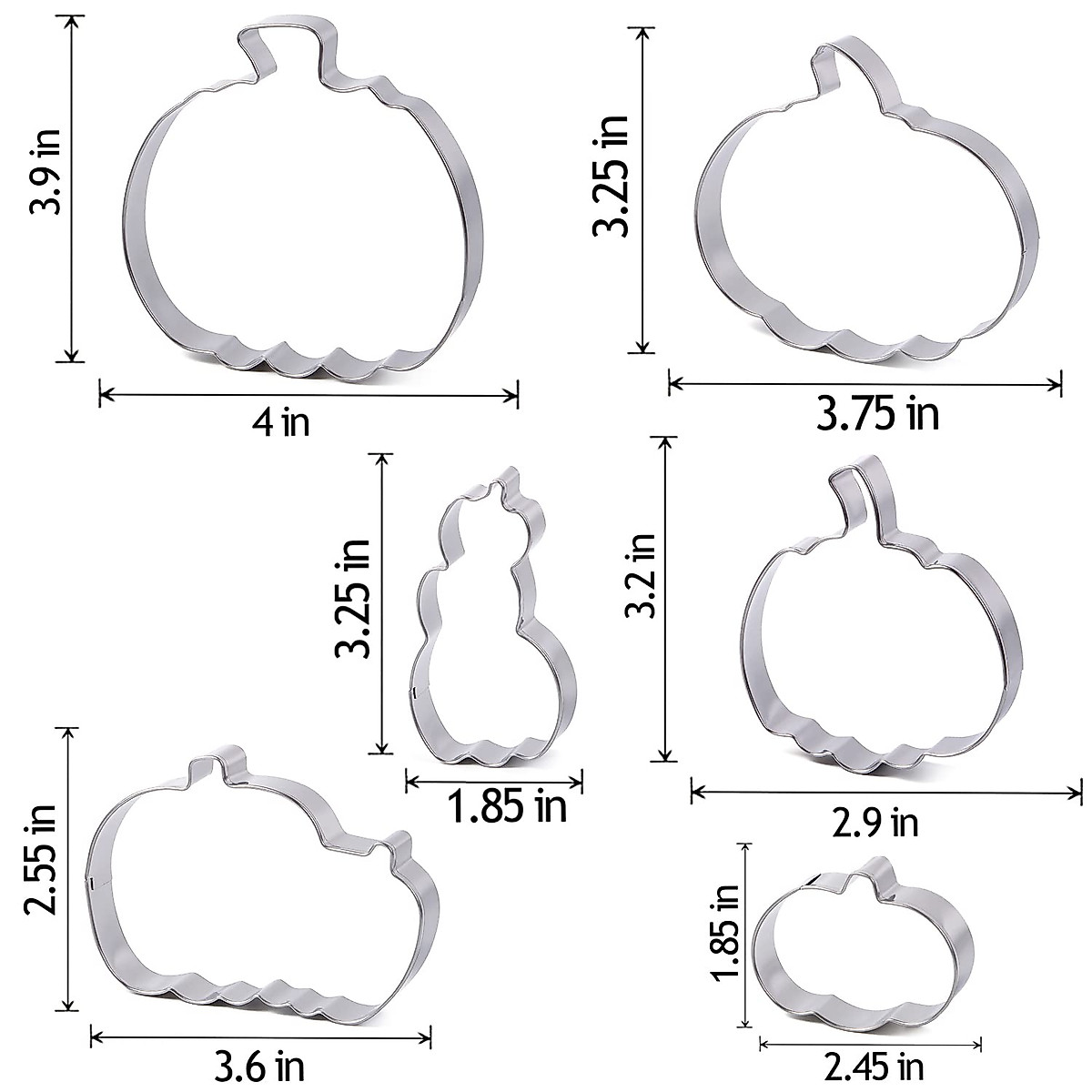 Pumpkin Cookie Cutter Set - 6 Piece Different Pumpkin Shapes Stainless Steel Biscuit Cutters Mold for Halloween and Fall Thanksgiving Day decoration