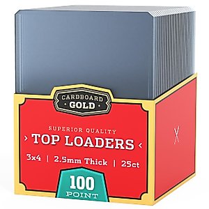 Cardboard Gold - 100pt Top Loaders for Cards - 25 Count - Premium 3x4 Inch Trading Card Toploaders - Protect Your Baseball and Sports Cards with These Crystal Clear Hard Plastic Sleeves Protectors