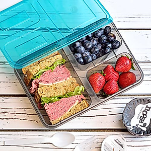 Youngever 7 Sets Large Bento Lunch Box 40 Ounce, Meal Prep Containers, Reusable Plastic Divided Food Storage Container Boxes (3 Compartment)