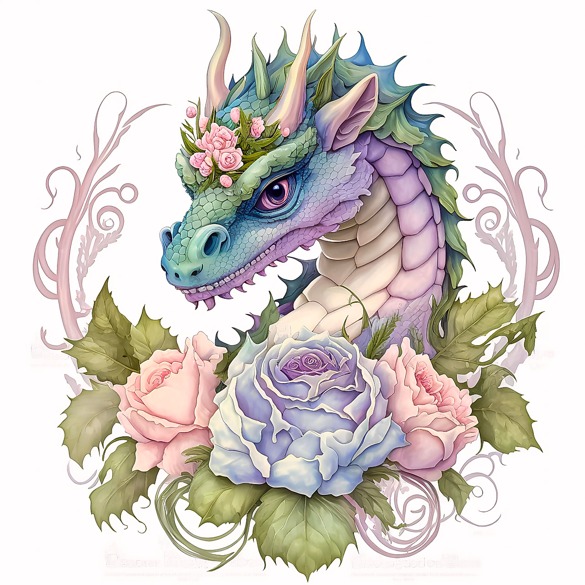 Fabric Panel 8"x8" Dragon 100% Cotton Quilting Panel Square AM1425