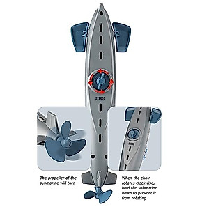 Windup Submarine Bath Toy RC Mini Warship Children's Clockwork Water Toys for Kid Swimming Bathtub Toy Water Toy Fish Tank Toy