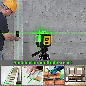 Globest 12 Lines 3D Laser Level, 3x360° Green Cross Line Laser Level for Picture Hanging and Construction, Three-Plane Auto Self-Leveling and Alignment Laser Tool,360° Horizontal/Vertical Laser Line