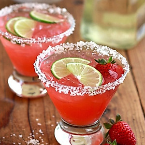 Chris.W Wood Margarita Salt Rimmer Cocktail Rimmer Glass Bar Sugar Salt Rimmer Plate for Wide Glasses Bloody Marys Party Supplies(6.3inch)