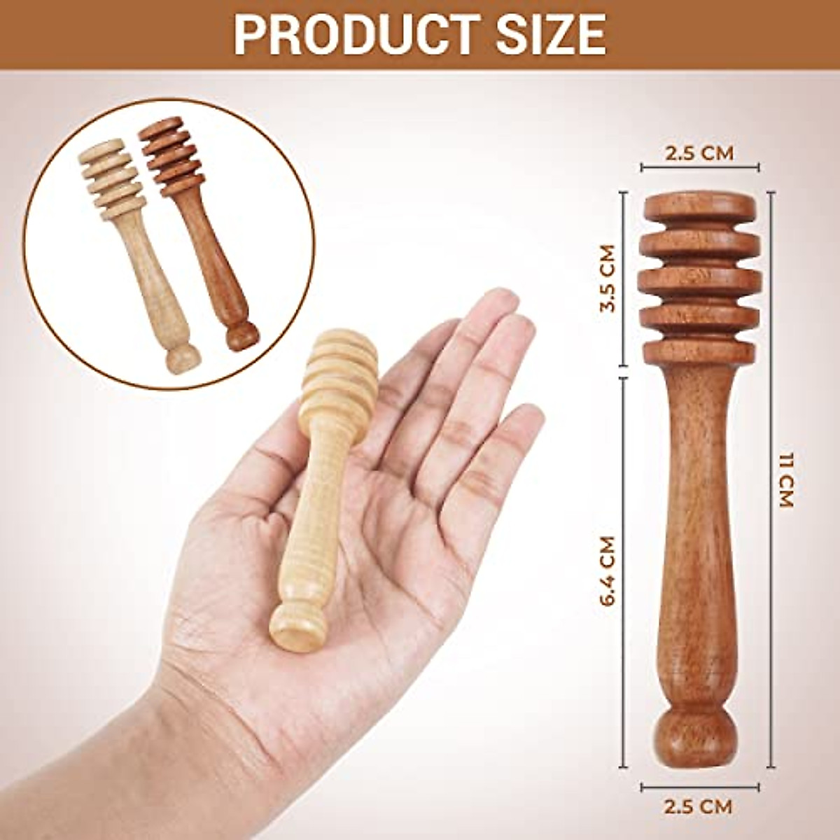 DaringCut Handcrafted wooden honey dipper stick honey spoons for tea individually wrapped - Chocolate/Glucose/Maple Syrup honey drizzler honey stirrers (Jujube Wood) (Pack of 2, Dark & Light Wood)
