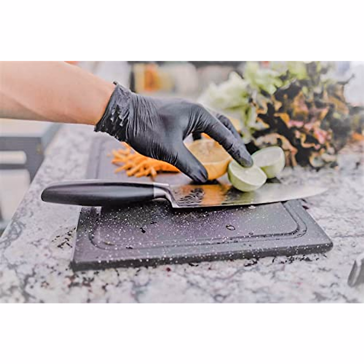 LW Concept Black Medical Nitrile Examination Gloves - Latex & Powder-Free, Disposable, Ultra-Strong, Healthcare, Food Handling Use (Large, Box of 100)