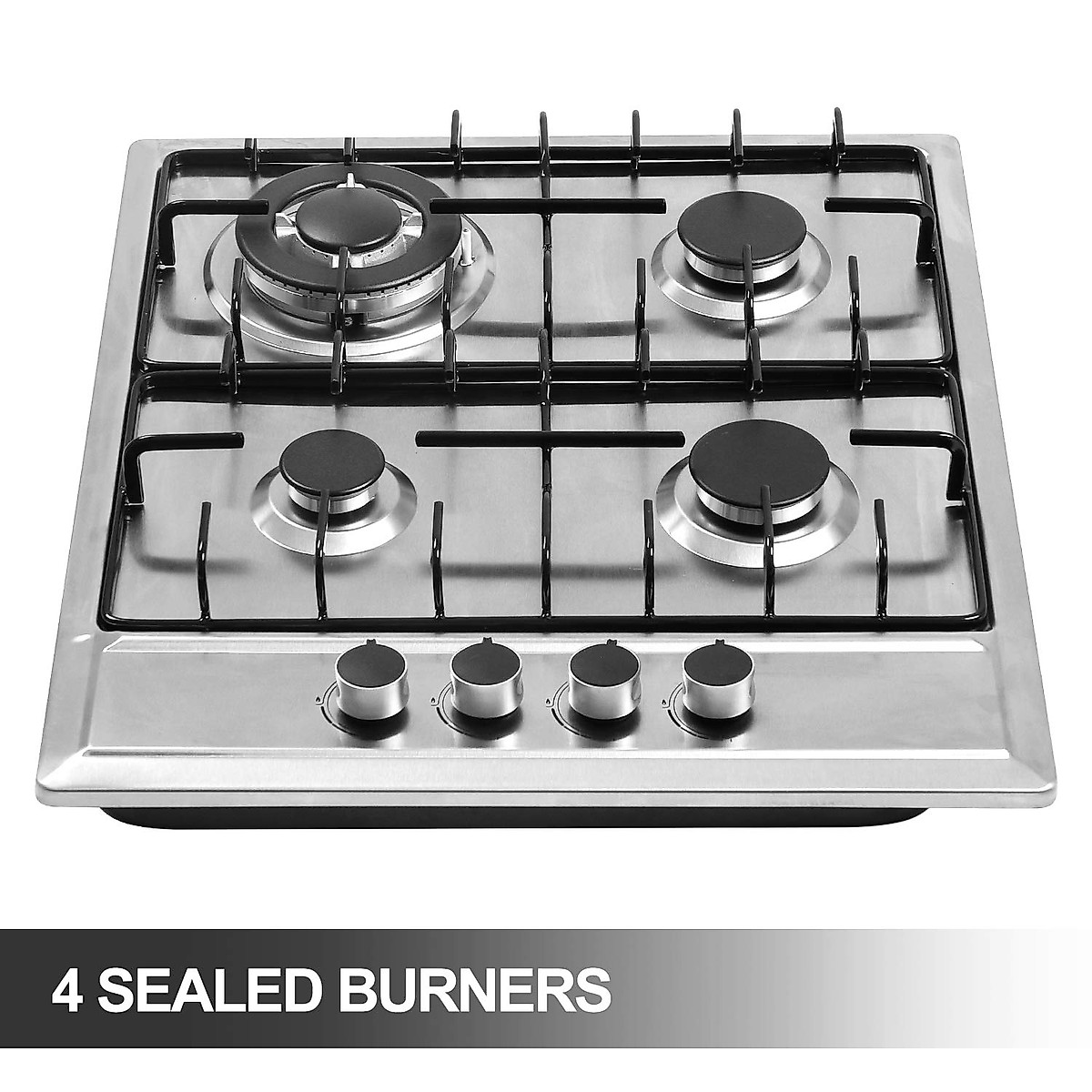 24″x20″ Built in Gas Cooktop 4 Burners Stainless Steel Stove with NG/LPG Conversion Kit Thermocouple Protection and Easy to Clean (20Wx24L)
