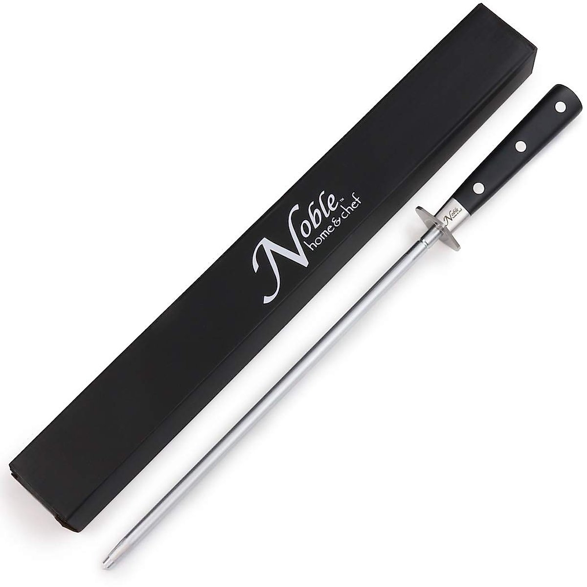 Professional Honing Steel 12”, Magnetized for Safety, No Rust, No Cheap Plastic! Noble’s Knife Sharpener Has an Oval Handle for a Firm Grip and is Built For Daily Use, Perfect for Chefs!
