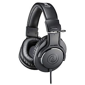 Audio-Technica AT2020 Podcasting Studio Microphone Pack with ATH-M20x Headphones, Boom & XLR Cable Bundle with H&A Tripod Microphone Stand with Telescoping Boom