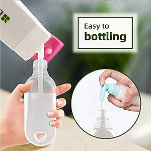 50 Pack Travel Plastic Clear Keychain Bottles,2 oz Leakproof Refillable Empty Bottles Portable Liquid Squeeze Container Flip Cap (50PC)