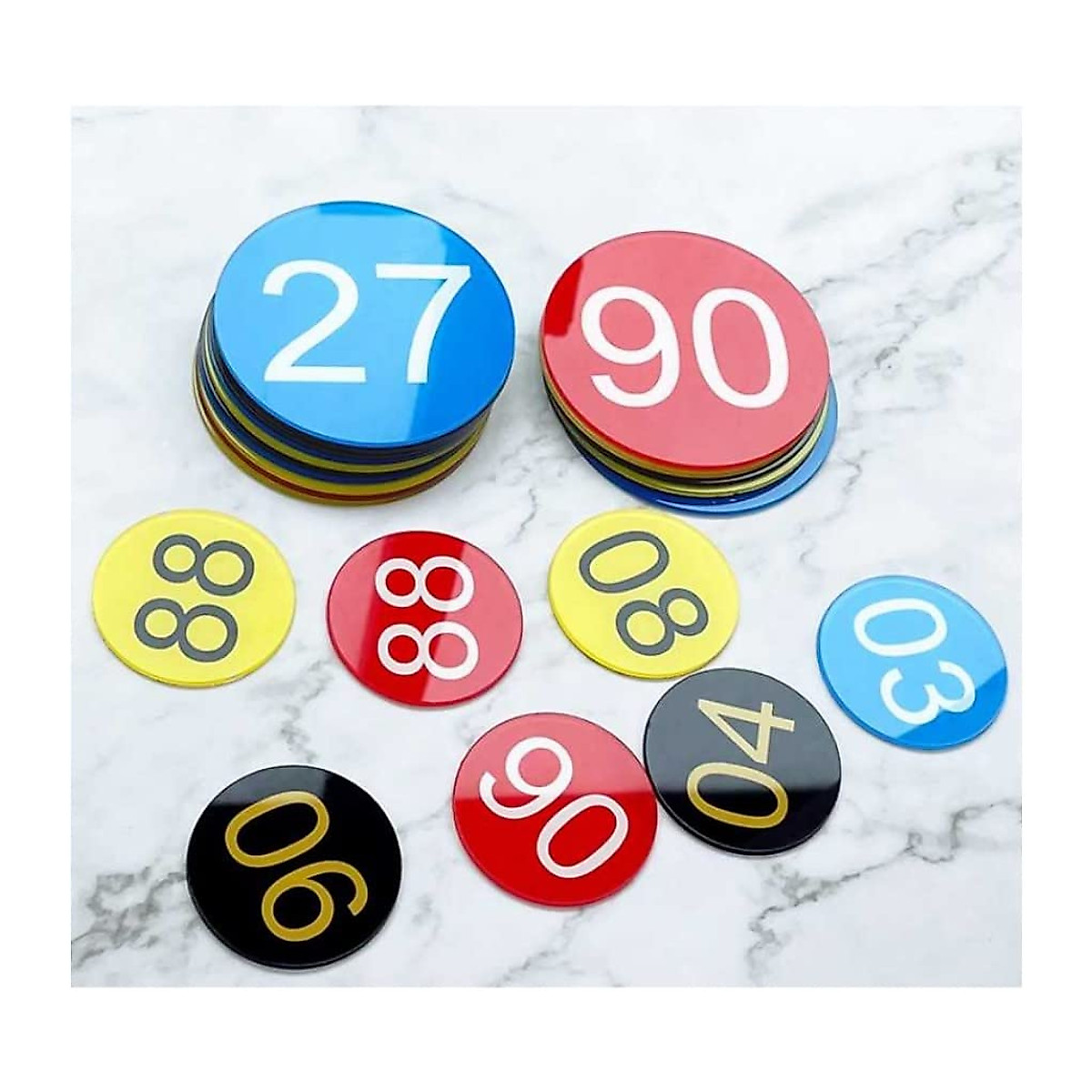 Number Sign, Table Number Sign, Closet Identification, Seat Identification Sign, Acrylic, Round, Waterproof and Sun-Proof (10x10cm,Yellow 01-100(100 pcs))