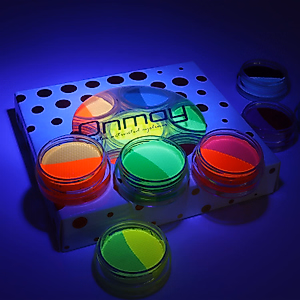 Water Activated Split Cake Eyeliner, UV Blacklight Glow Fluorescent Paint, Onmay 14 Bright Color Retro Graphic Hydra Eye Liner, Body Face Paint, Halloween Makeup (14color)