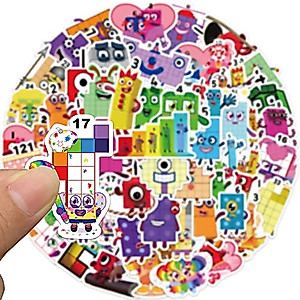 52PCS Numberblocks Stickers for Laptop and computer, Hand account Waterproof Vinyl stickers for Water Bottle Skateboard Guita Car Bumper Luggage,All kinds of Graffiti Decals for Kids Girls Teens